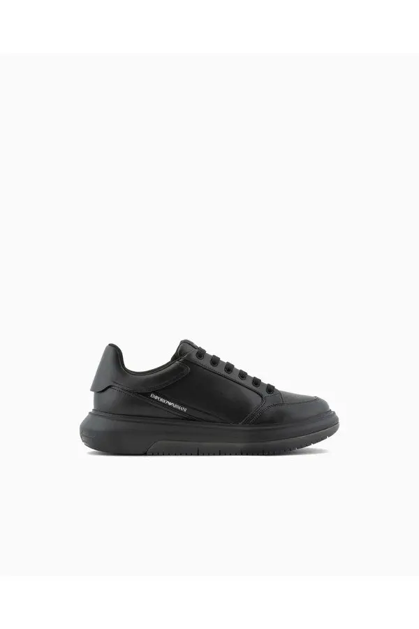 Emporio Armani Leather Sneakers - Black
