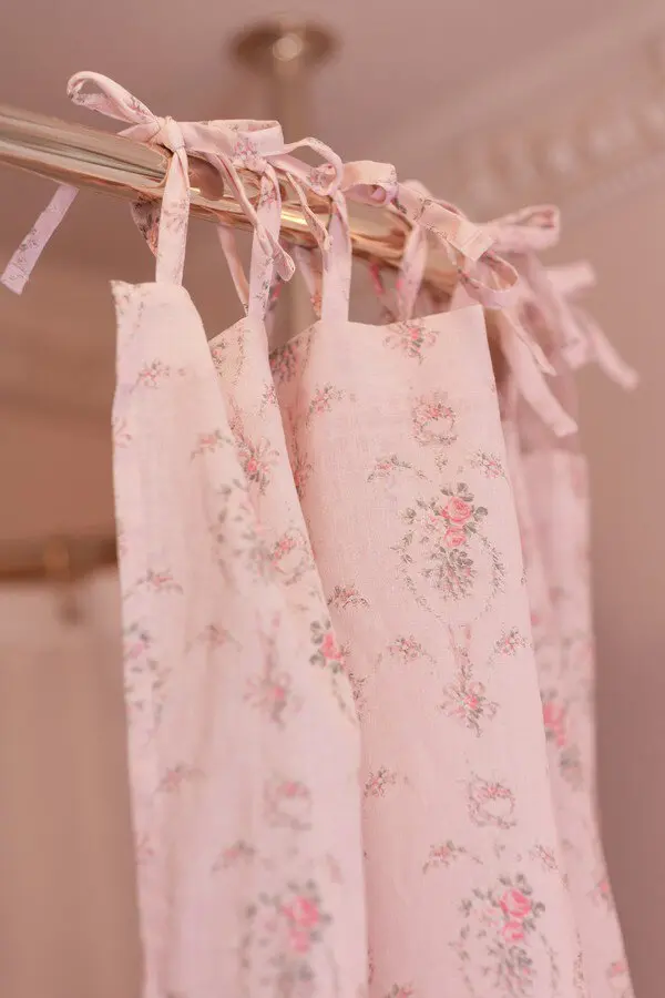 LoveShackFancy Printed Shower Curtain W/ties