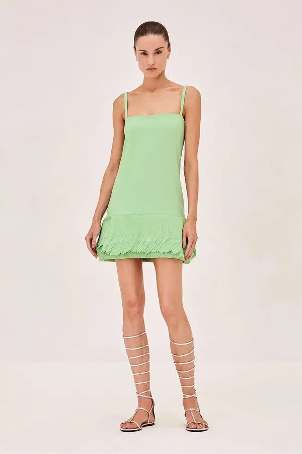 alexis dress green Alexis Bristal Feather Trim Dress in Green