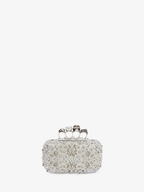 Alexander McQueen Crystal-embellished Knuckle Clutches - White