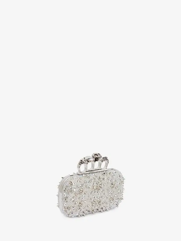 Alexander McQueen Crystal-embellished Knuckle Clutches - White
