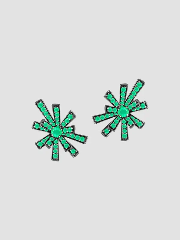 Hueb 18k White Gold & Starburst Stud Earrings