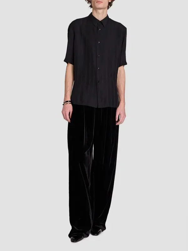 Saint Laurent Shirt In Matte And Shiny Cassandre Striped Silk