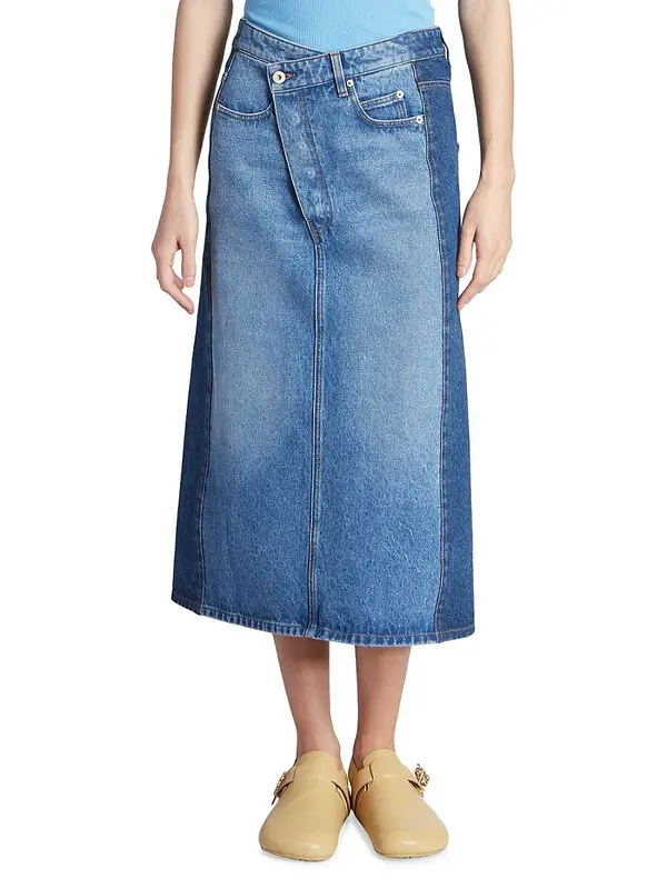 Loewe Trompe L'oeil Denim Midi-skirt