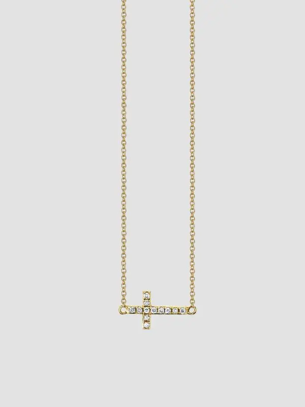SYDNEY EVAN 14k Yellow & .06 Tcw Diamond Cross Necklace