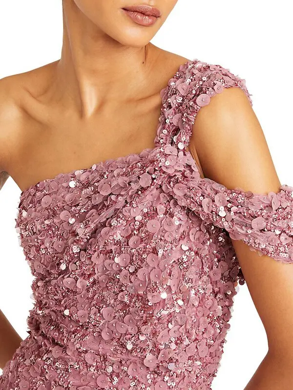 theia beaded petal dress Renata One-Shoulder Gown In Dusk - 60% Off shoulder neckline / Draped