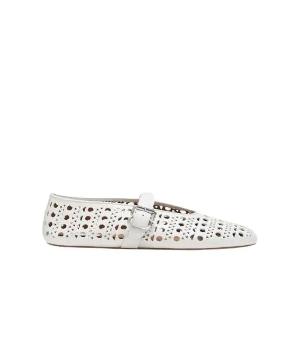 Alaïa Vienne Cutout Ballerina Flats - Blanc Casse