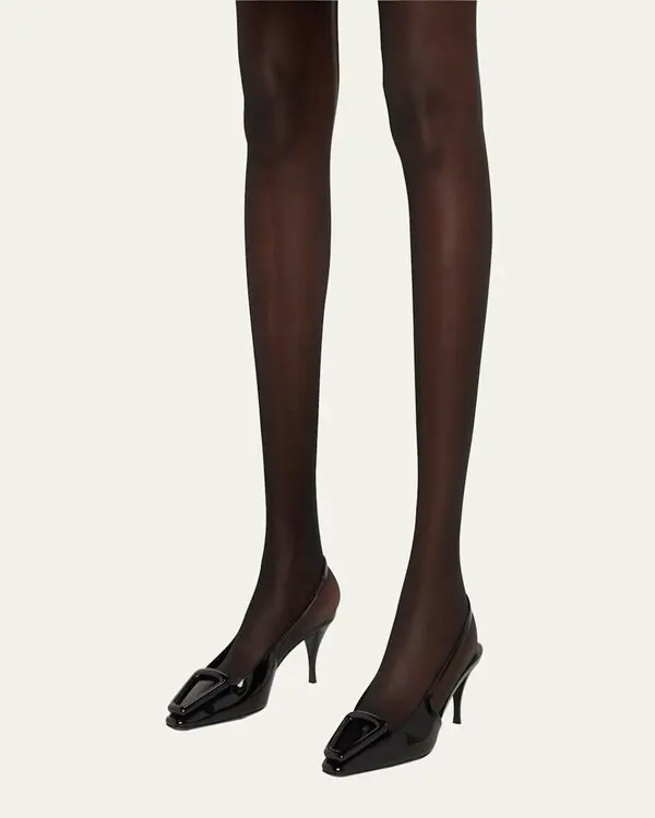 Saint Laurent Tom Patent Buckle Slingback Pumps