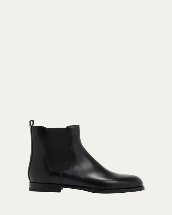Manolo Blahnik Chelsa Leather Chelsea Booties