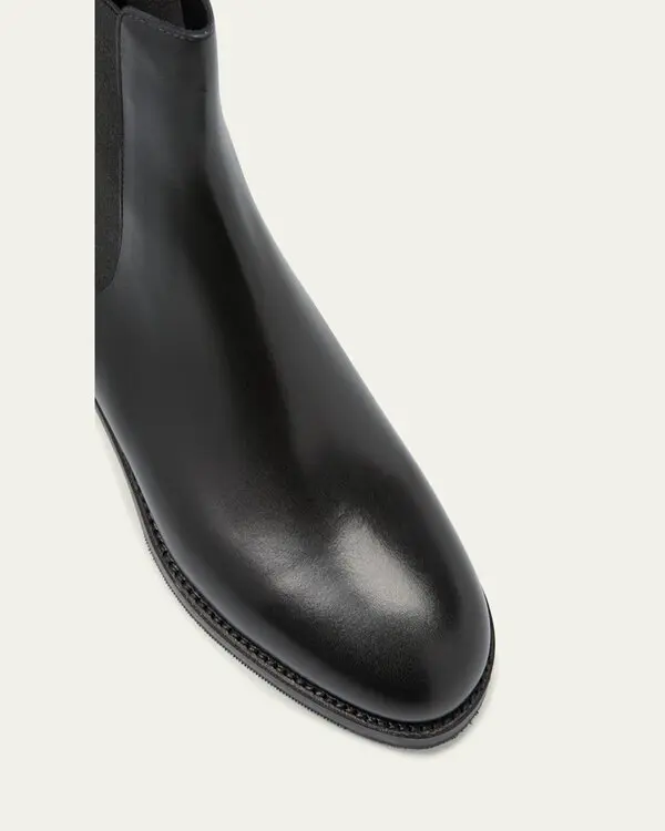 Manolo Blahnik Chelsa Leather Chelsea Booties