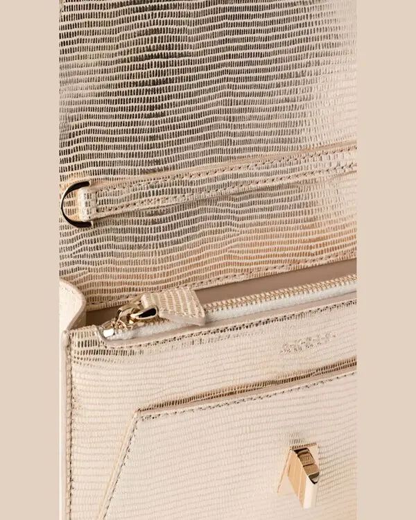 Akris Anouk Metallic Lizard-embossed Crossbody Bag - Stucco Metallic