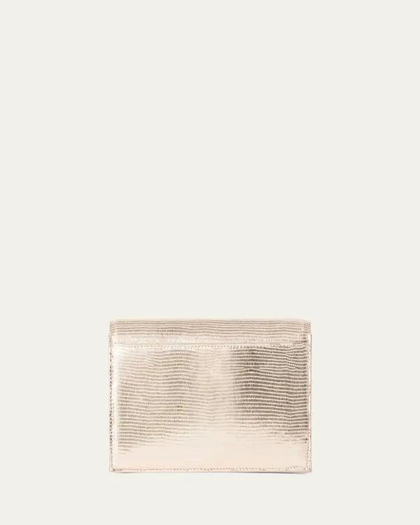 Akris Anouk Metallic Lizard-embossed Crossbody Bag - Stucco Metallic