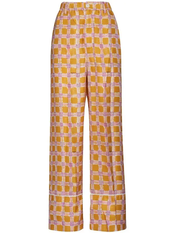 Marni Silk Check Print Pajama Trousers