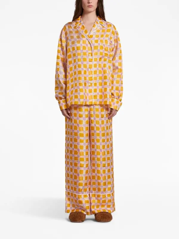 Marni Silk Check Print Pajama Trousers