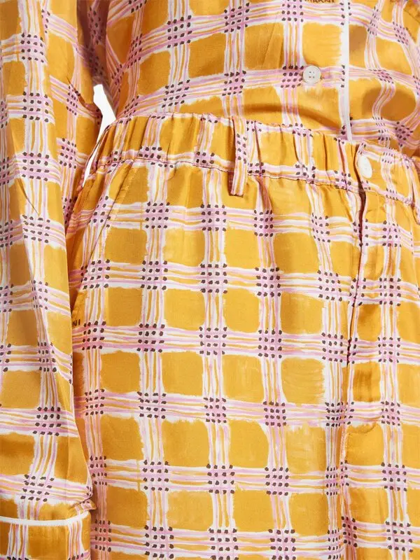 Marni Silk Check Print Pajama Trousers