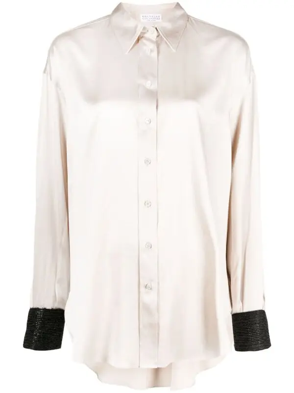 Brunello Cucinelli Long-sleeve Silk Blouse