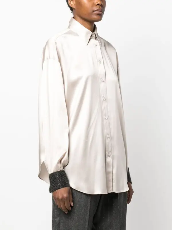Brunello Cucinelli Long-sleeve Silk Blouse