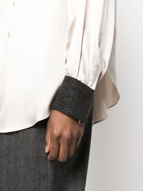 Brunello Cucinelli Long-sleeve Silk Blouse