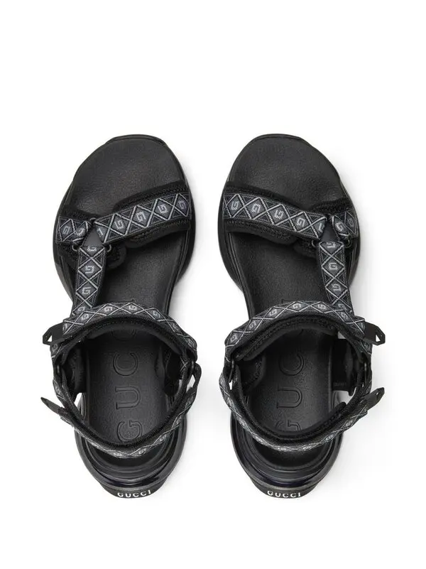 Gucci Run Touch-Strap Sandals - Black | Editorialist display picture 1