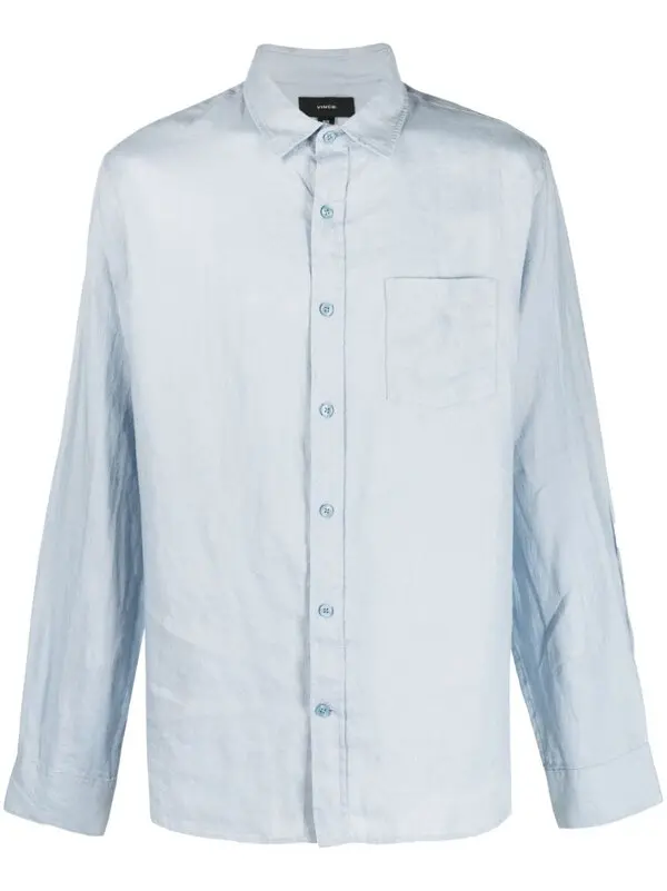 Vince Long-sleeve Linen Shirt - Blue
