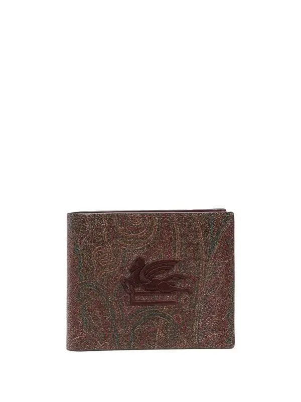 Etro Logo-embroidered Leather Wallet - Red