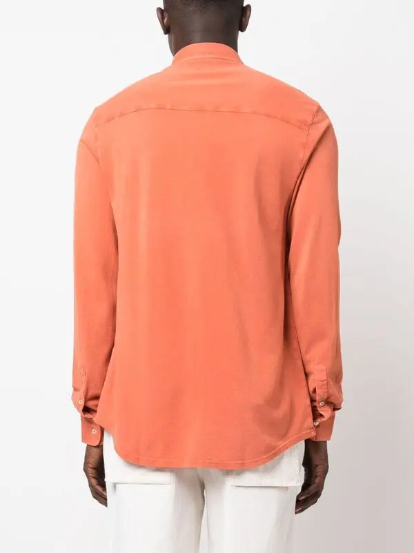 Fedeli Chambray Spread-collar Cotton Shirt - Orange