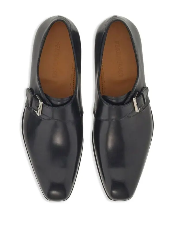 Ferragamo Buckle-Strap Leather Monk Shoes In Black - 62% Off  display picture 1
