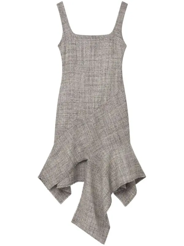 Stella McCartney Wool Mouline Asymmetric Dress - Grey