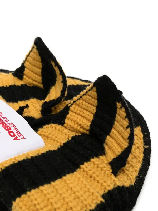 Charles Jeffrey Chunky Ears Striped Beanie - Black  display picture 1