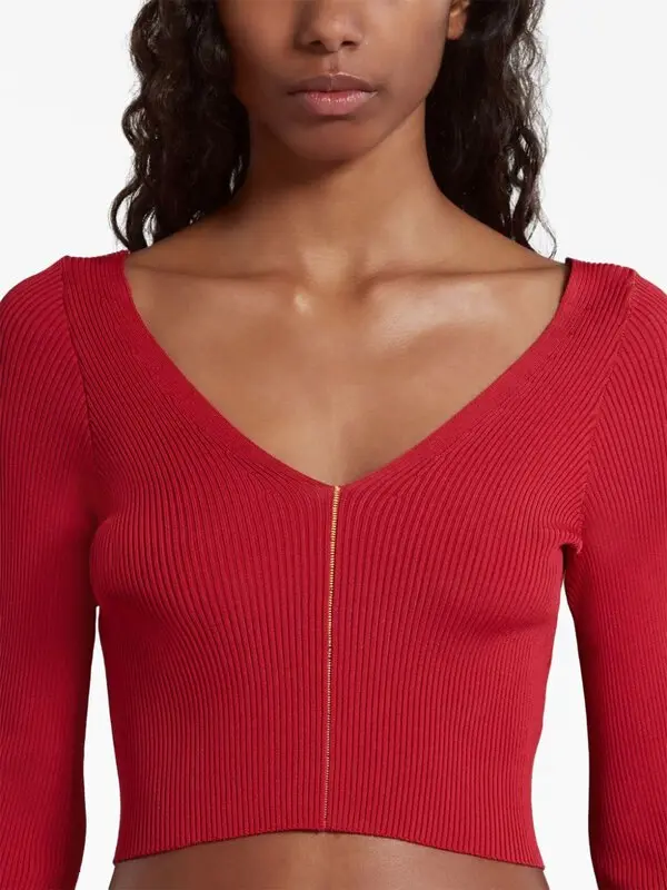 Marni Ribbed V-neck Jumper - Red
