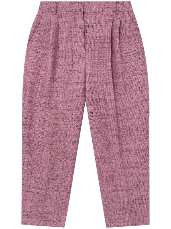 Stella McCartney Pleated Cropped Wool Trousers