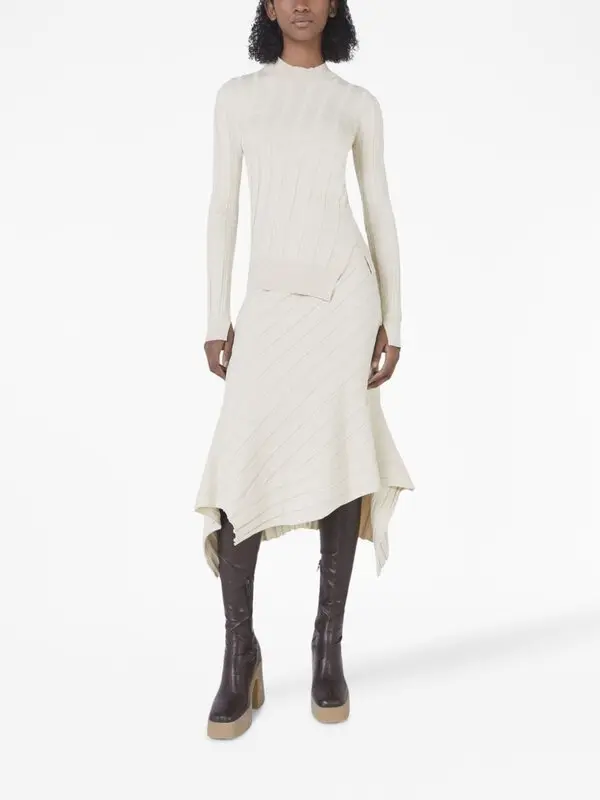 Stella McCartney Knit Jumper With Asymmetric Hem - Neutrals