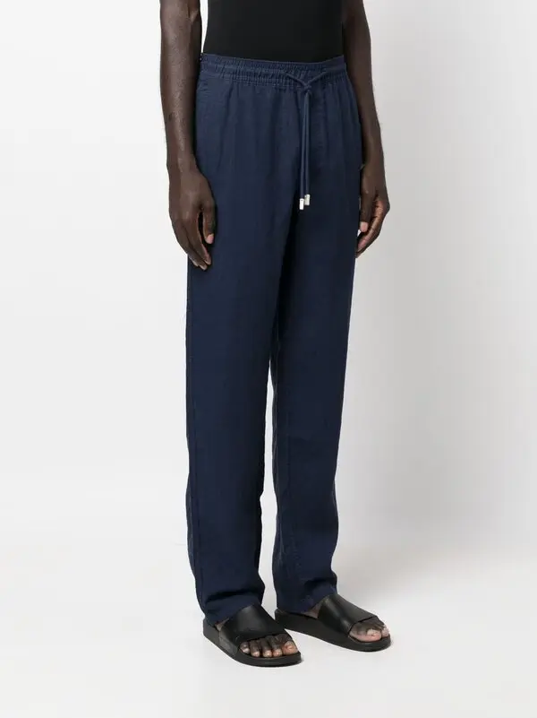 Vilebrequin Drawstring Straight-leg Linen Trousers - Blue