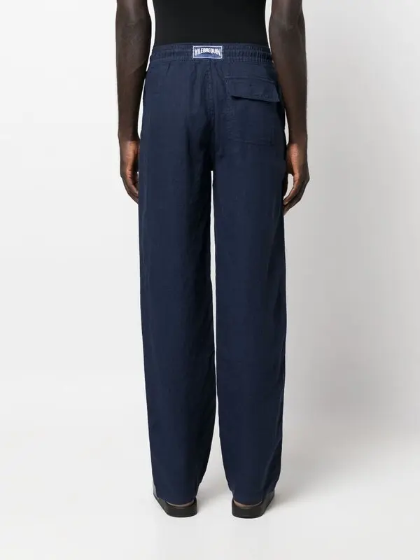 Vilebrequin Drawstring Straight-leg Linen Trousers - Blue