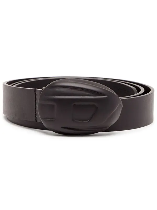 DIESEL® 1dr Logo-buckle Leather Belt - Black