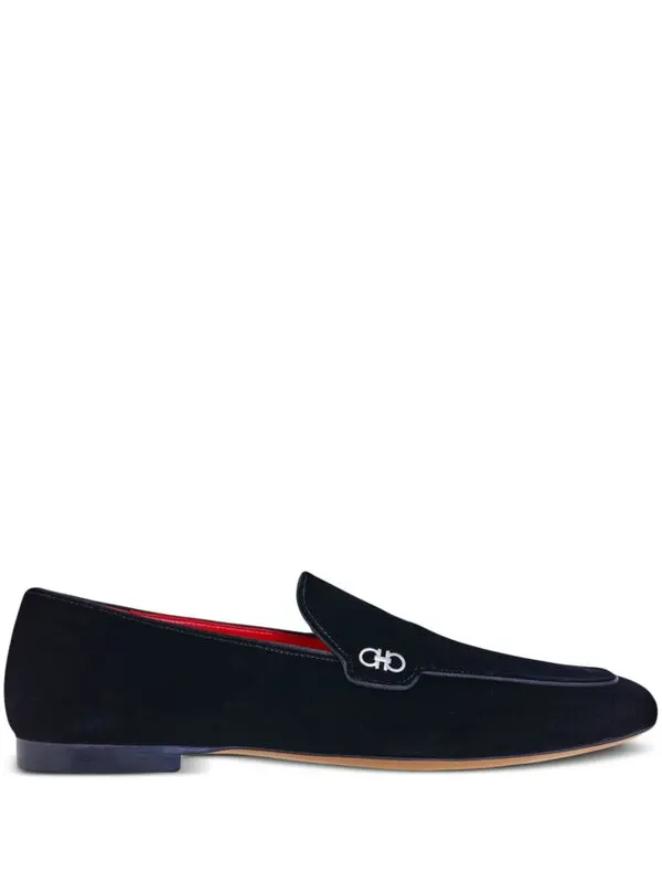 FERRAGAMO Horsebit-detail Velvet Loafers - Black