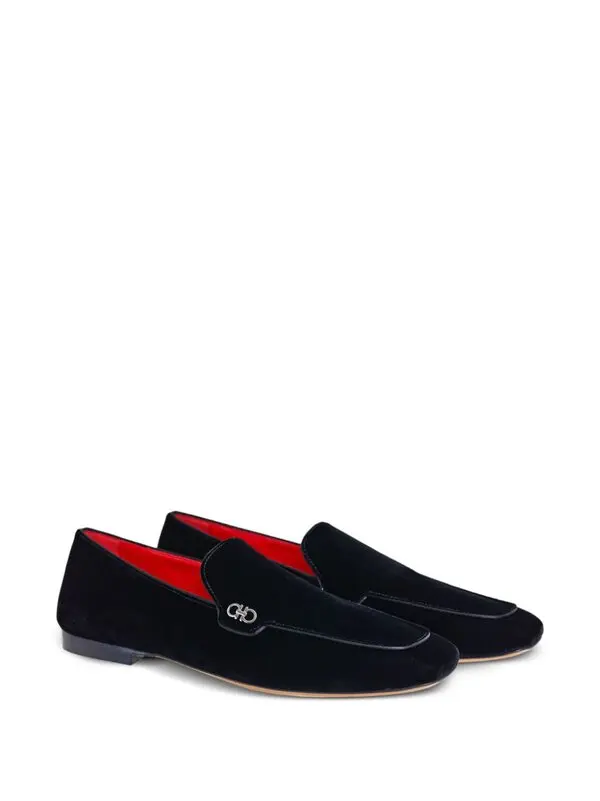 FERRAGAMO Velvet Horsebit Detail Loafers
