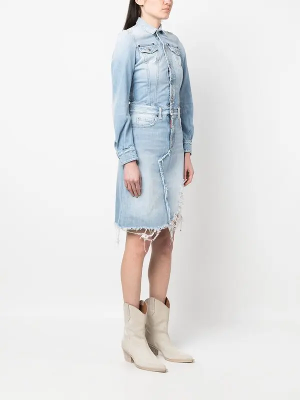 Dsquared2 Distressed Denim Shirtdress
