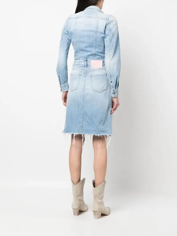 Dsquared2 Distressed Denim Shirtdress