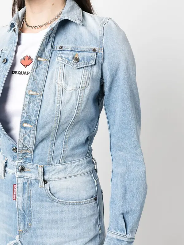 Dsquared2 Distressed Denim Shirtdress