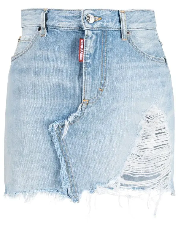 Dsquared2 Distressed Denim Miniskirt - Blue