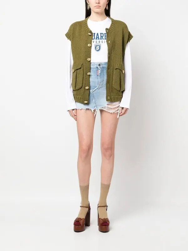 Dsquared2 Distressed Denim Miniskirt