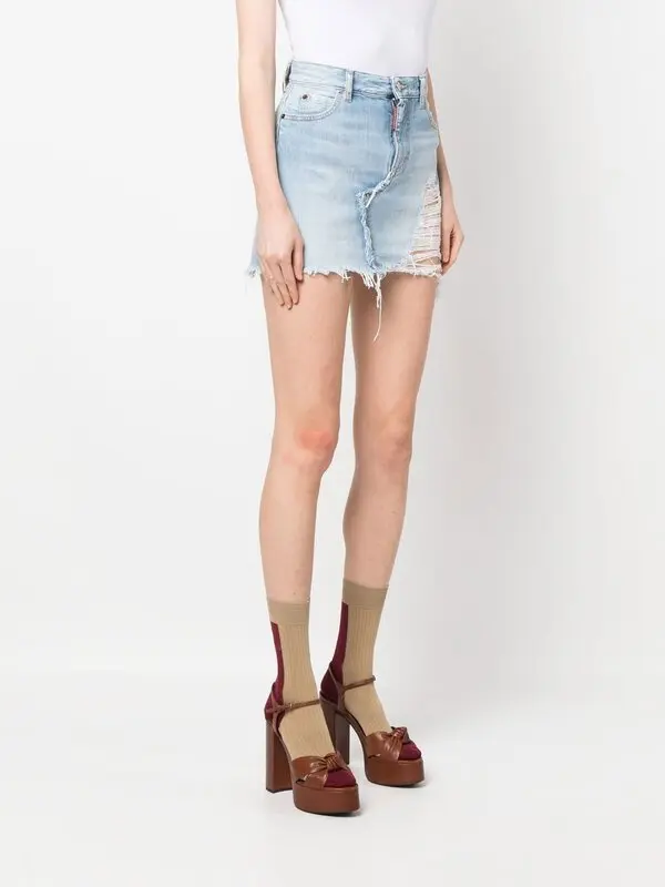 Dsquared2 Distressed Denim Miniskirt
