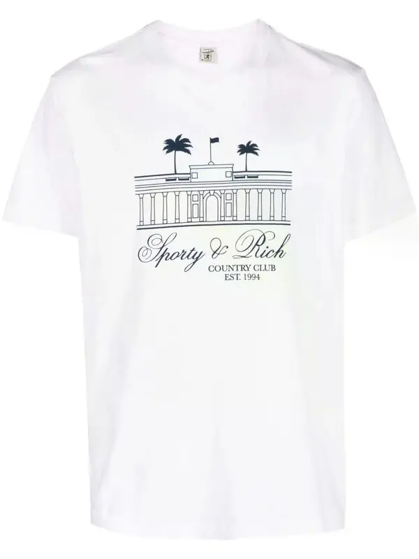 SPORTY & RICH Logo-print Cotton T-shirt - White