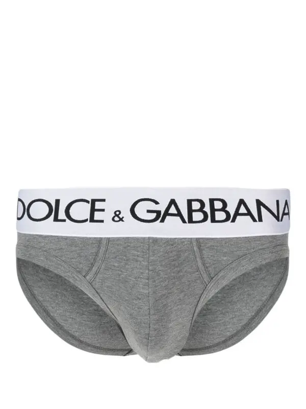 Dolce & Gabbana Logo-waistband Stretch Briefs - Grey