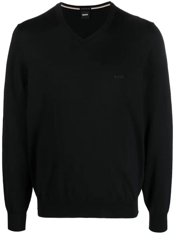 BOSS Embroidered-logo V-neck Jumper