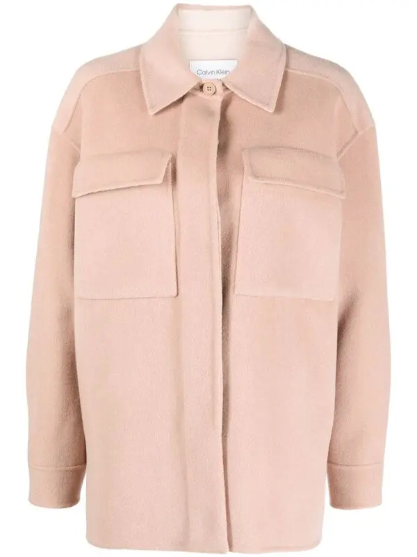 Calvin Klein Wool Shirt Jacket - Pink