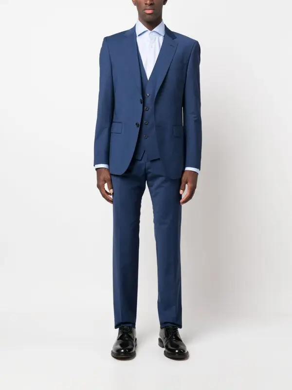 BOSS Single-breasted Buttoned Waistcoat - Blue