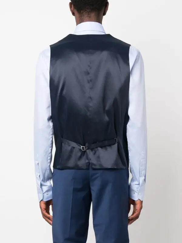 BOSS Single-breasted Buttoned Waistcoat - Blue
