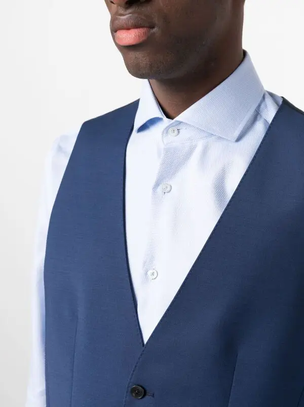 BOSS Single-breasted Buttoned Waistcoat - Blue